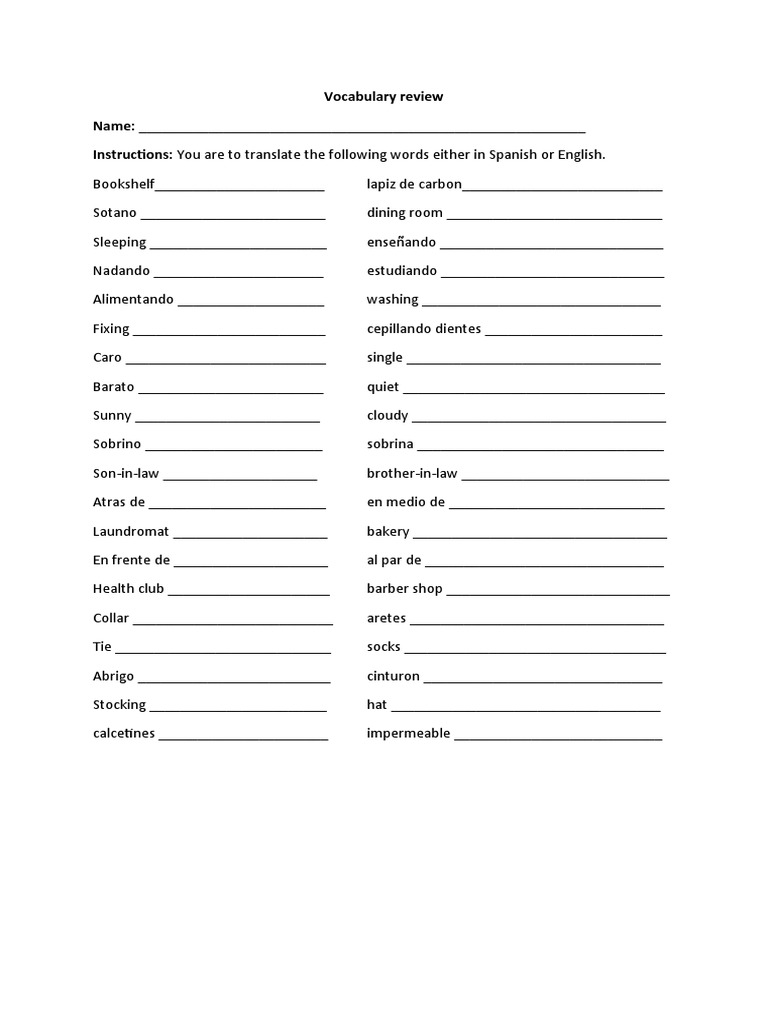 Vocabulary Review-1 | PDF