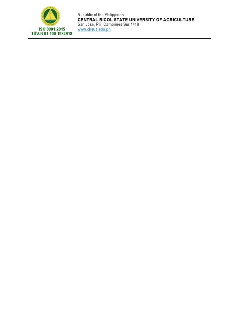 Republic of the Philippines Central Bicol State University | PDF