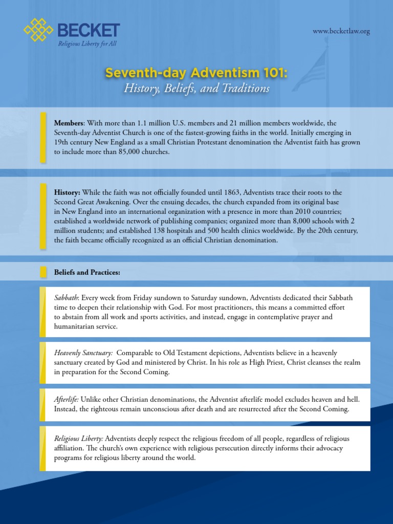 SDA One Pager | PDF | Seventh Day Adventist Church | Christian ...