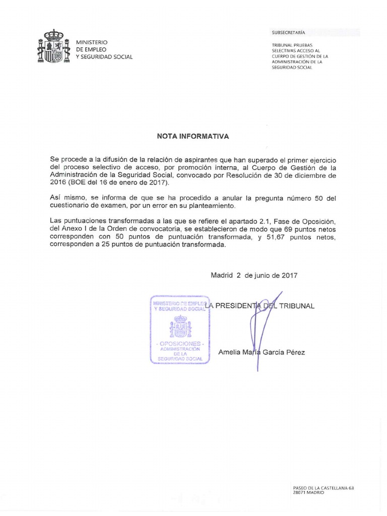 Nota+Informativa+Primer+Ejercicio+Promoción+Interna | PDF