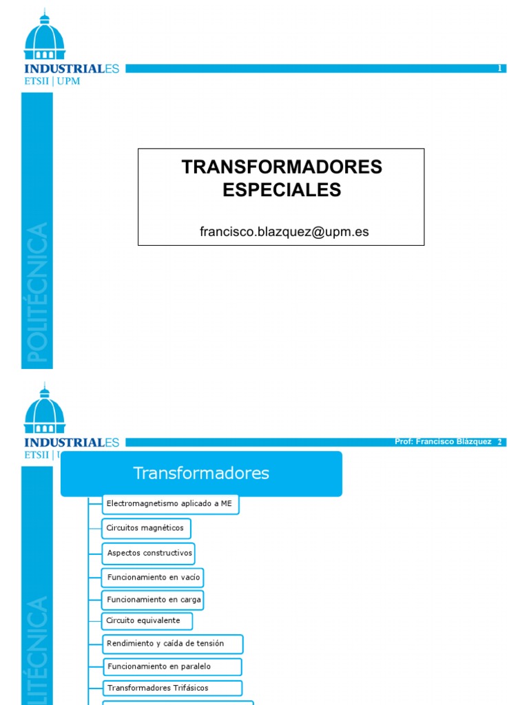 11-12 Tranf Especiales+Apuntes | PDF | Transformador | Corriente eléctrica