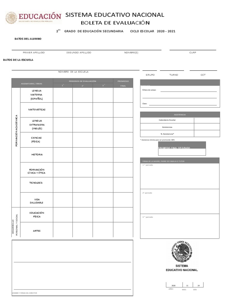 Boleta 2° - (2020 - 2021) 1T - Word | PDF