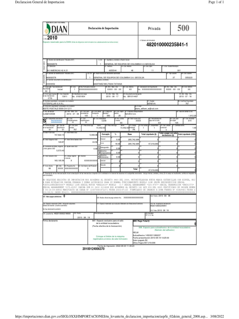 2.1. Manifiesto de Importación | PDF | Negocios Internacionales | Economias