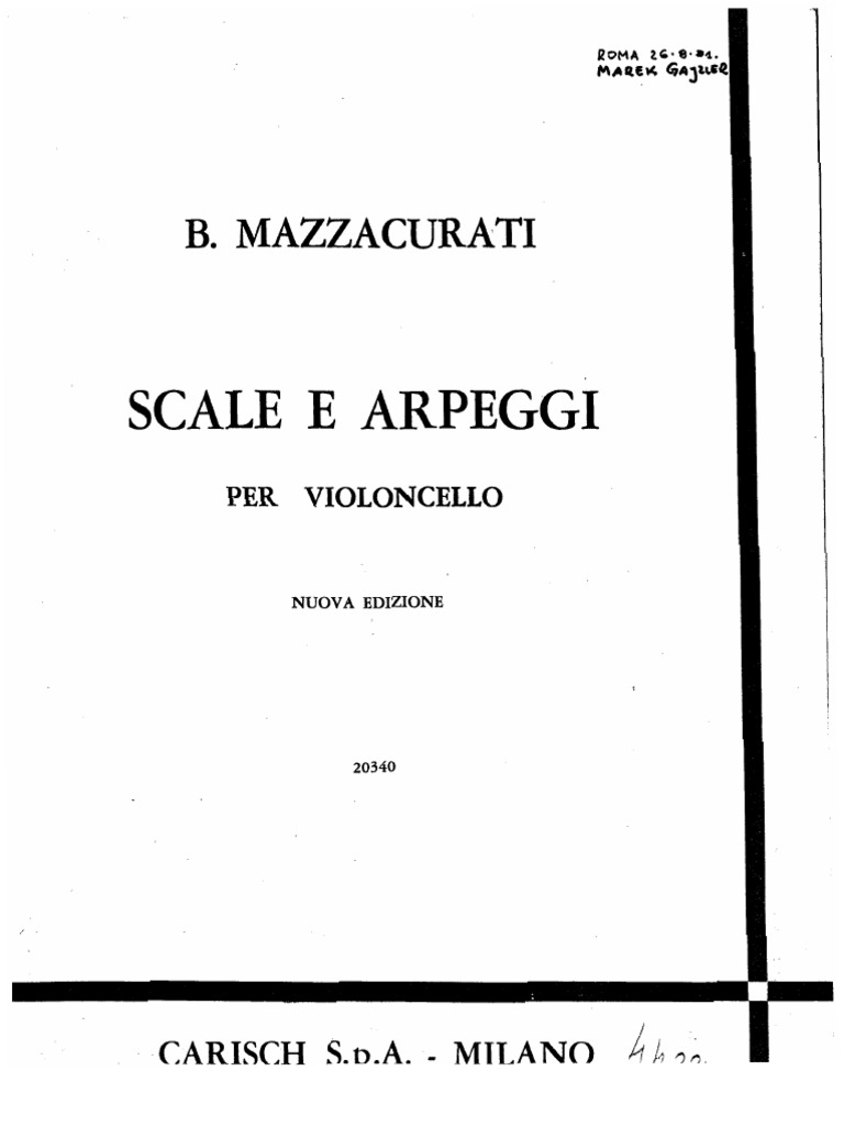 Scale e Arpeggi Per Violoncello - Mazzacurati | PDF