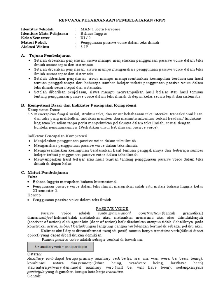 RPP On 2 Project Based Learning | PDF | Seni & Disiplin Bahasa