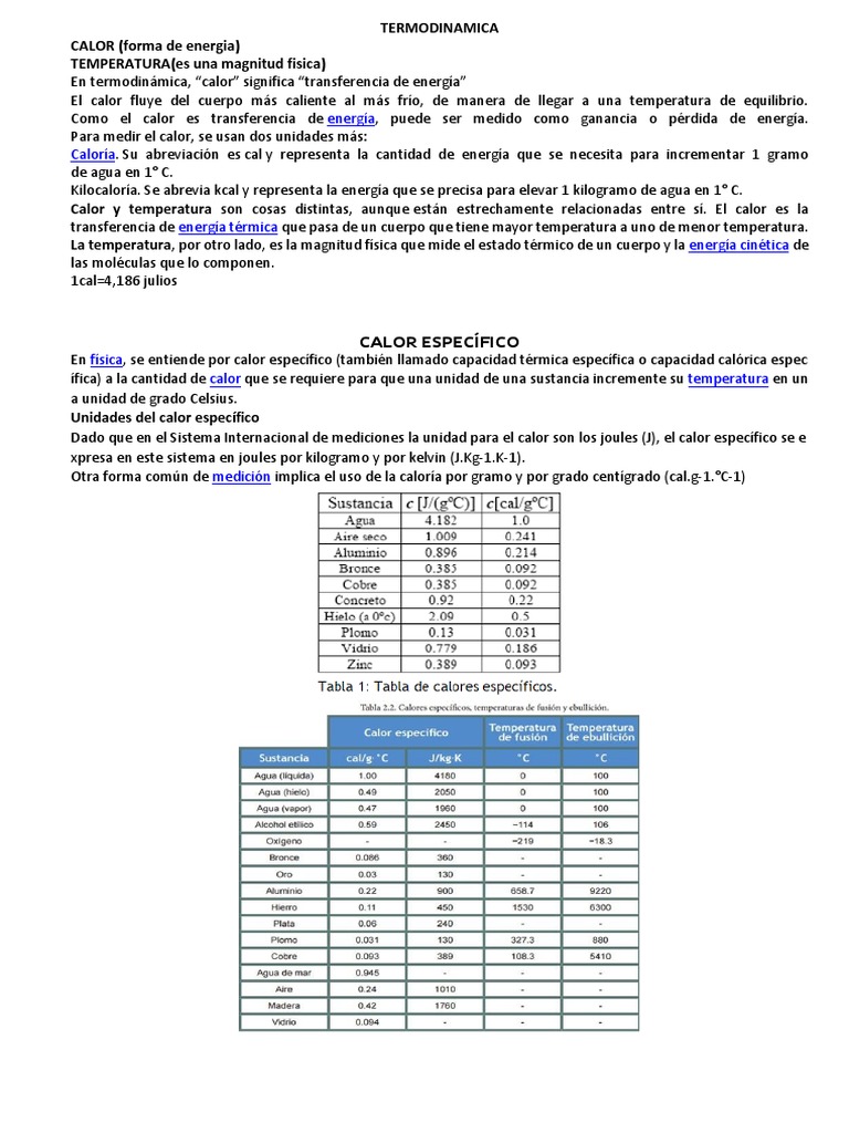 TERMODINAMICA | PDF | Calor | Caloría
