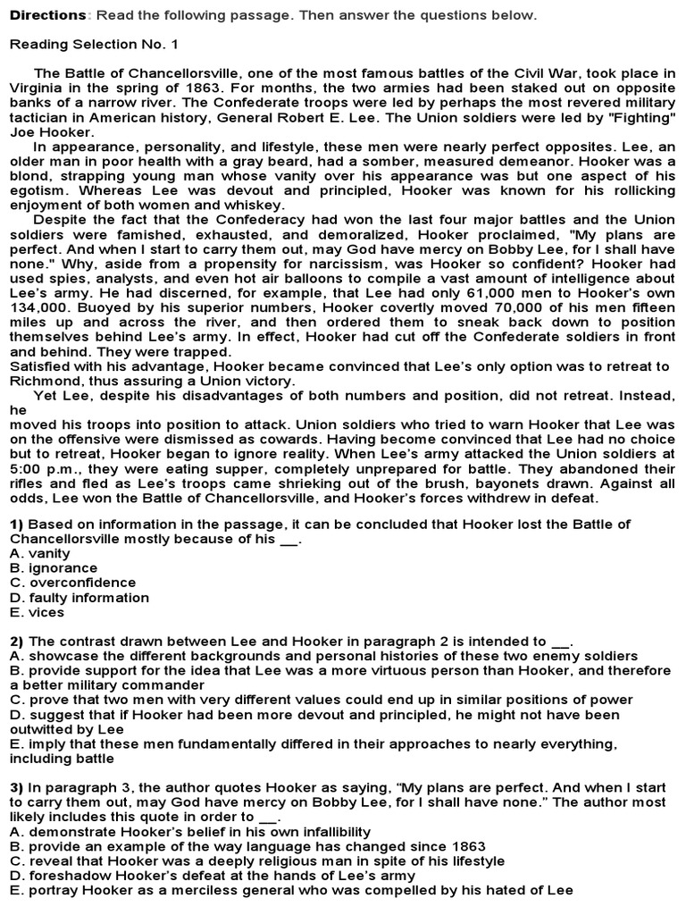 Grade 9 Reading Interventions | PDF | Battle Of Chancellorsville ...