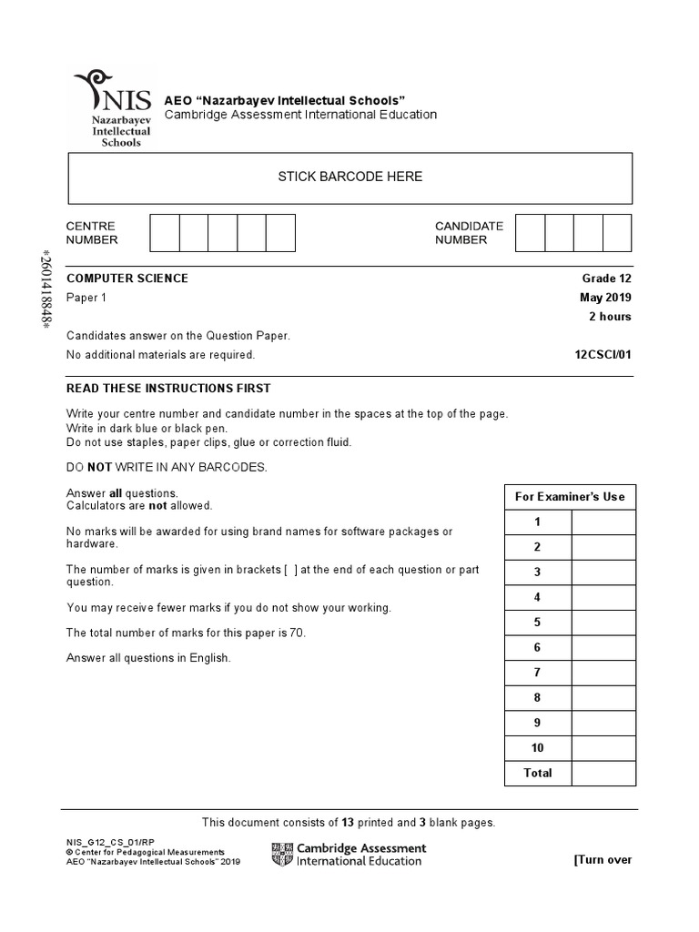 Nis G12 CS 01 Eng 2RP | PDF | Character Encoding | Operating System