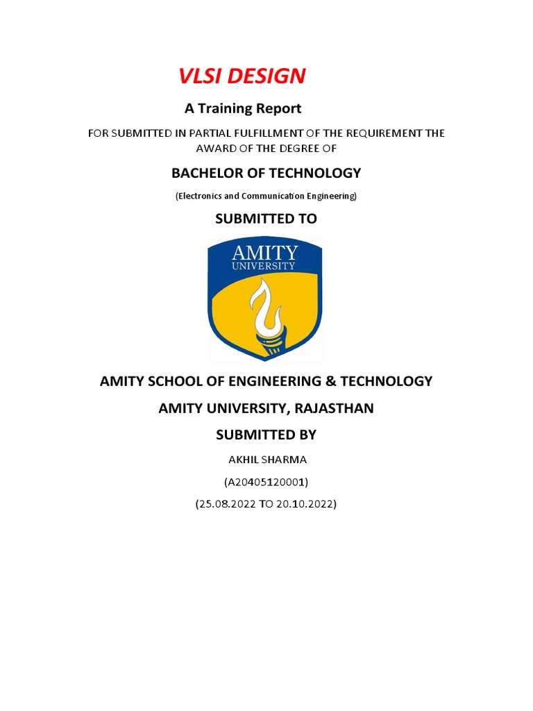 Vlsi Design: A Training Report | Download Free PDF | Integrated Circuit | Digital Electronics
