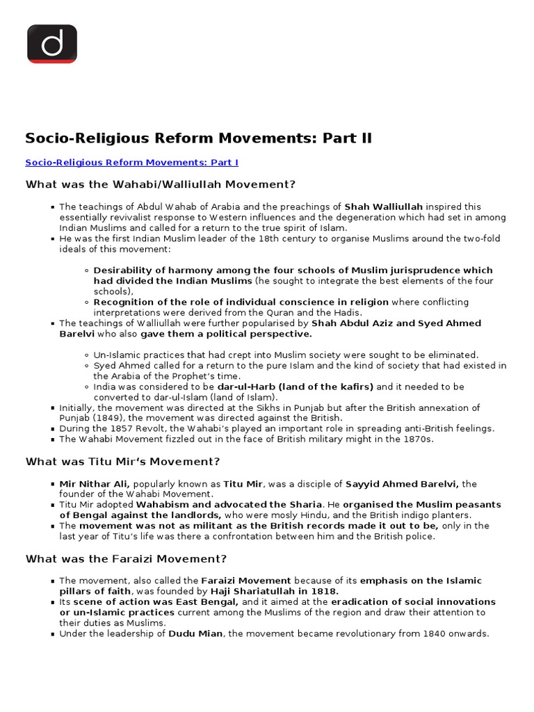 Socio Religious Reform | PDF | Theosophy | Wahhabism