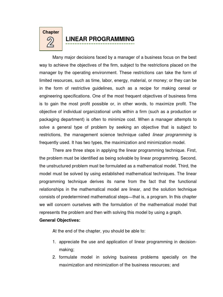 Linear Programming Pdf Mathematical Optimization Linear Programming