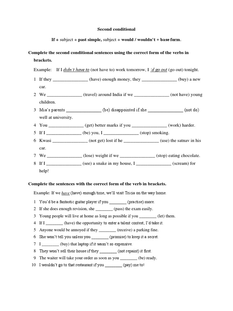Second and Third Conditional Practice | PDF | Grammar | Linguistics