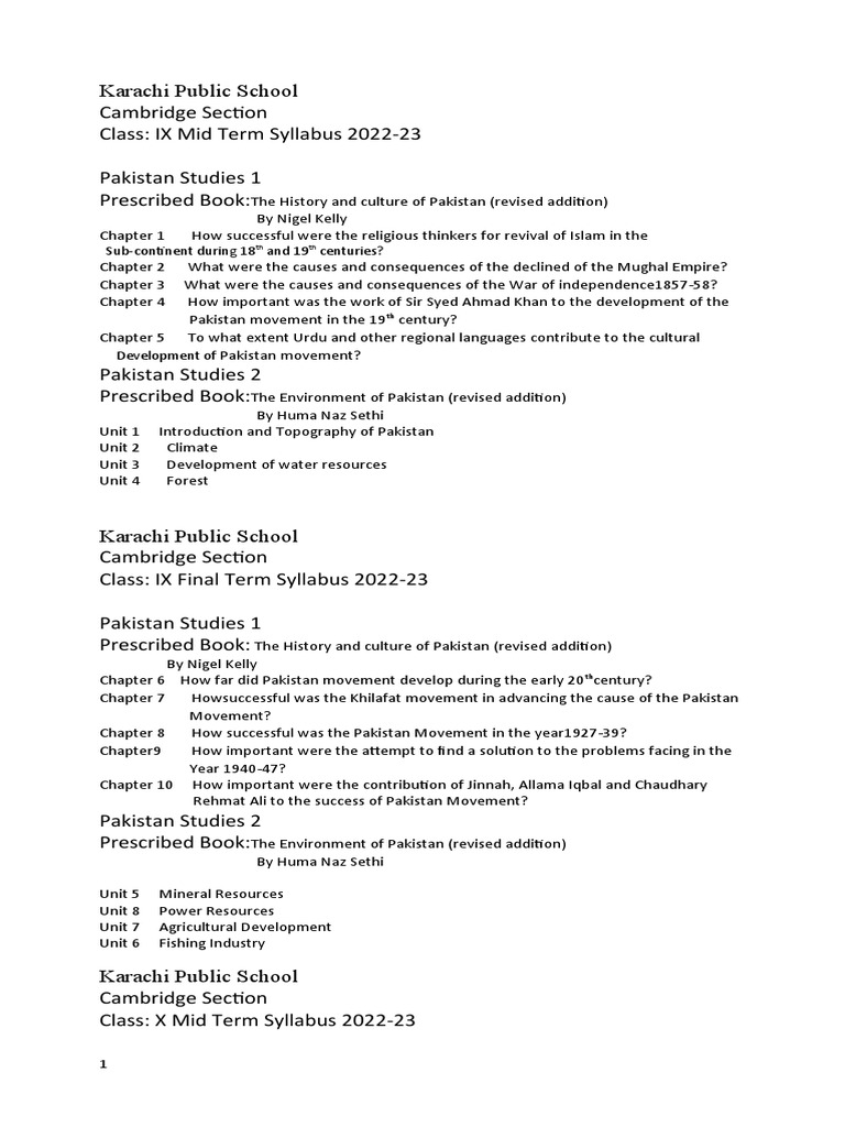 PST Syllabus 2022-23 | PDF | Pakistan | Pakistan Movement