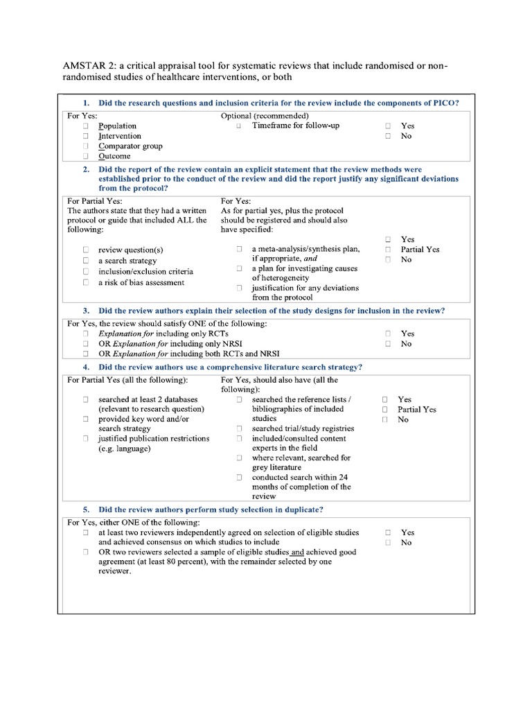 JM AMSTAR 2 Checklist | PDF