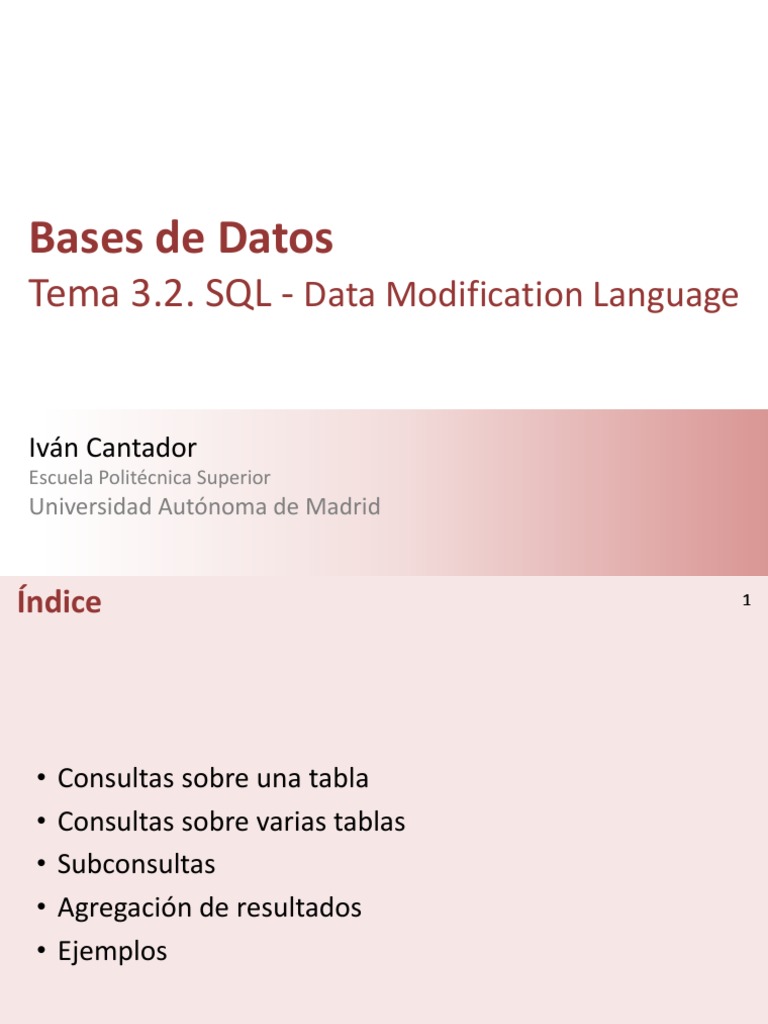 Sql Data Modification Language Consultas Subconsultas Y Agregación De Resultados Pdf 9156