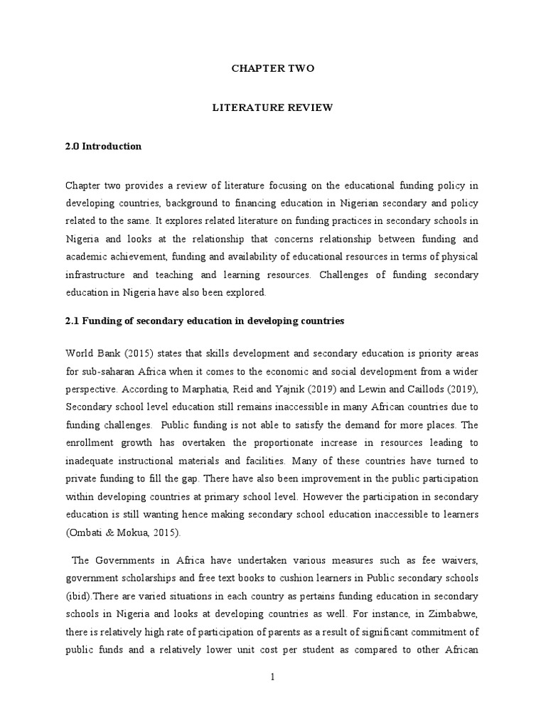 (Chapter Two) Funding of Educational Sector For Students Academic ...