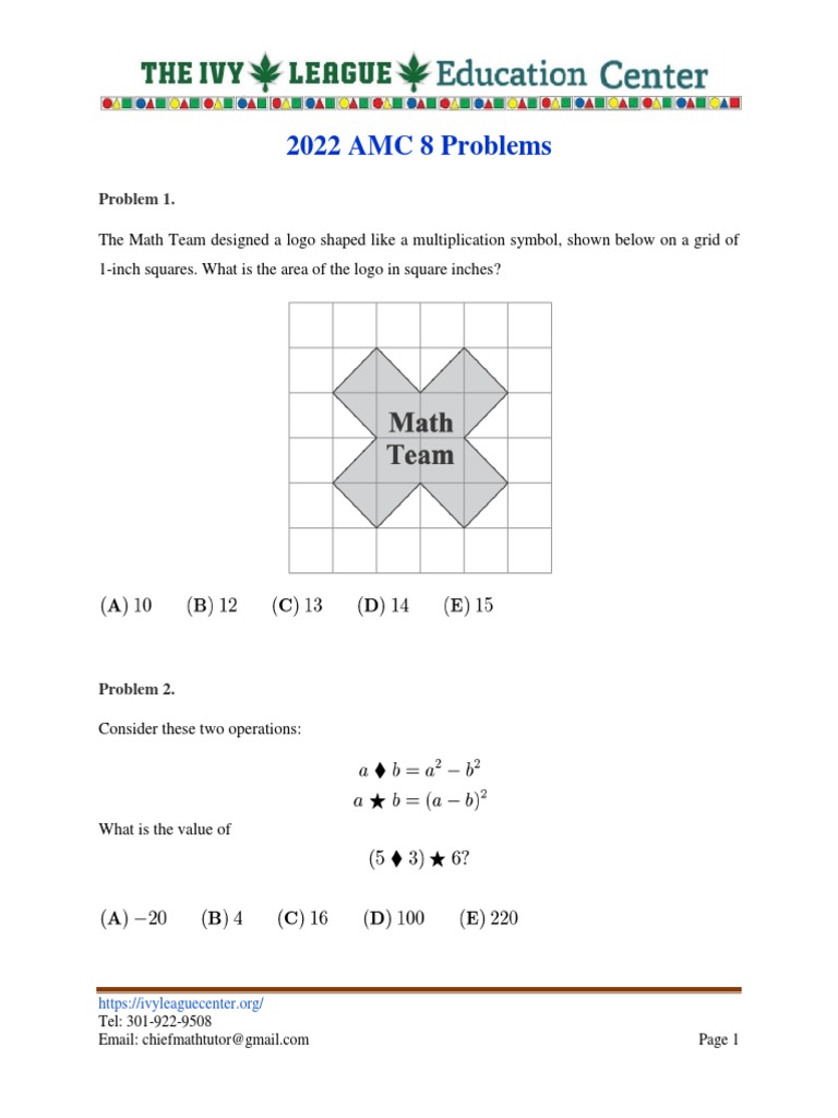 2022-amc-8-problems-and-answers | PDF | Average | Numbers