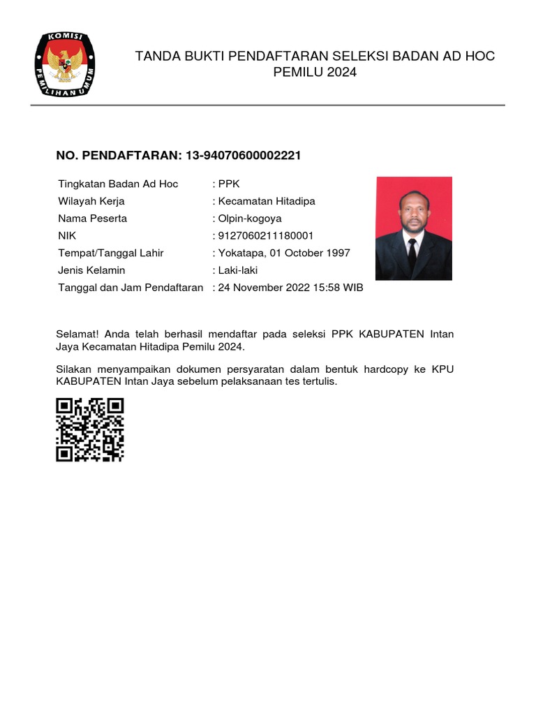 Surat Pendaftaran Dari Kpu | PDF