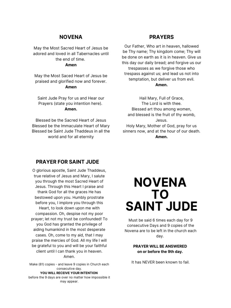 Novena To Saint Jude | Download Free PDF | Prayer | Mary, Mother Of Jesus