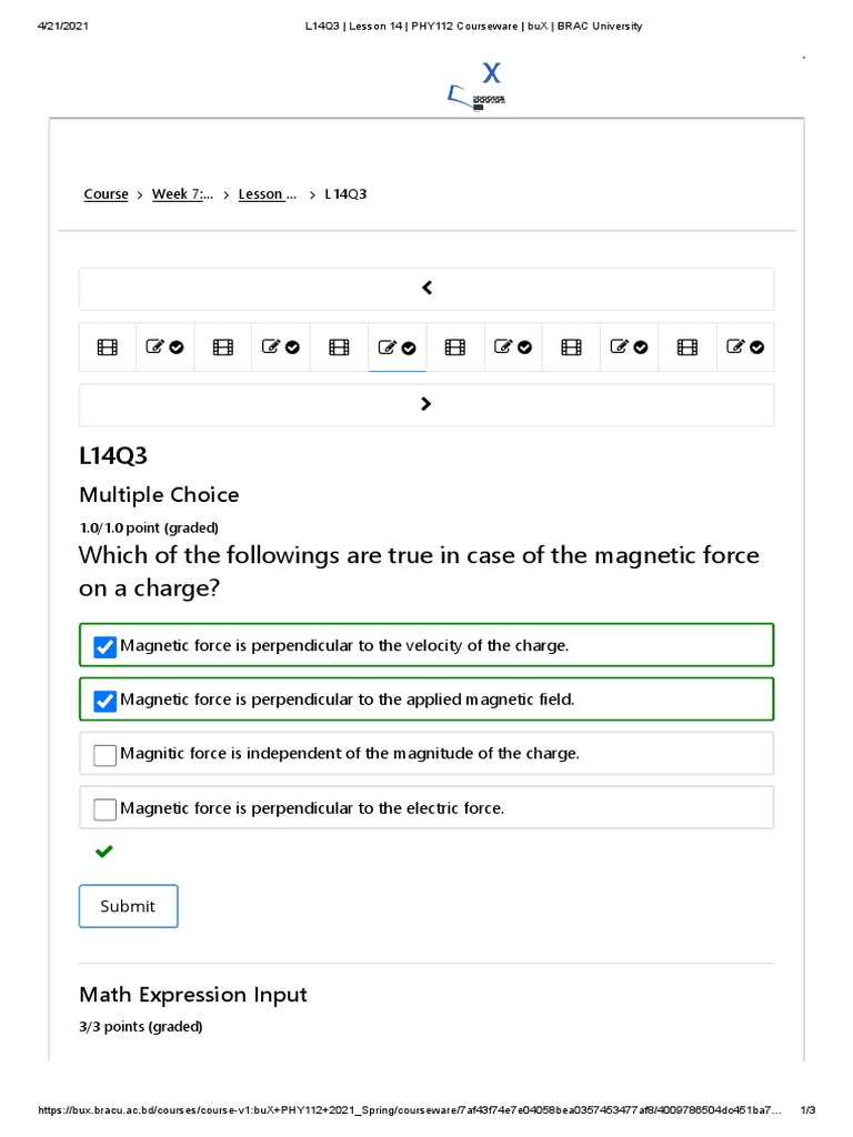 L14Q3 - Lesson 14 - PHY112 Courseware - BuX - BRAC University | PDF | Magnetic Field | Euclidean ...