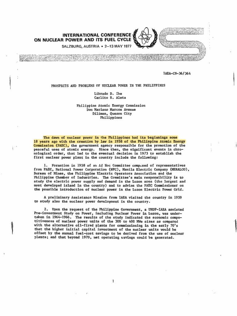 (RM29) Prospects and Problems of Nuclear Power in The Philippines | PDF | Nuclear Power ...