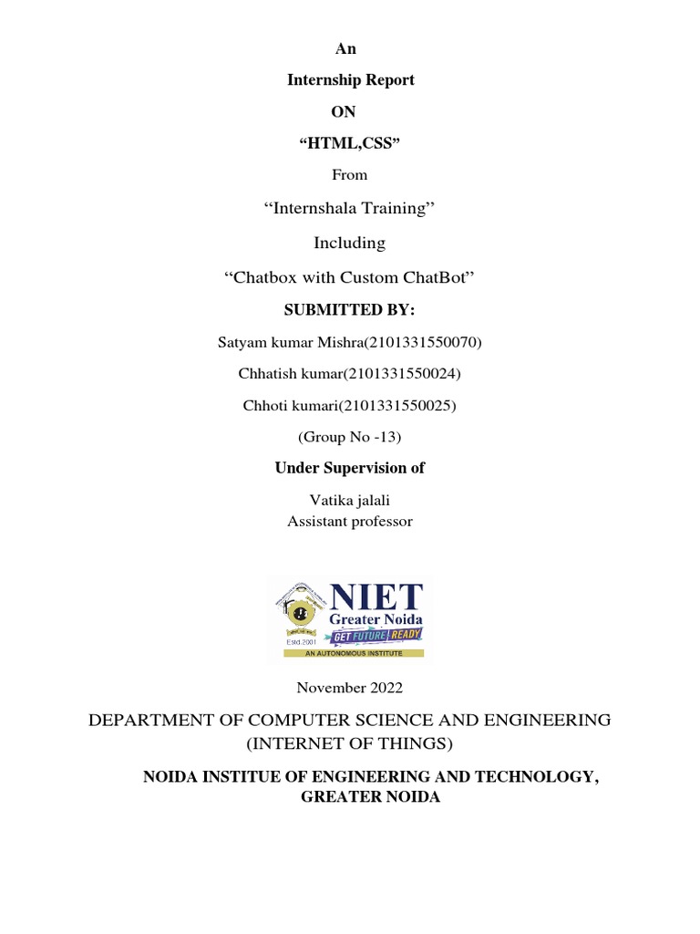Internship Report | PDF | Internet Of Things | World Wide Web