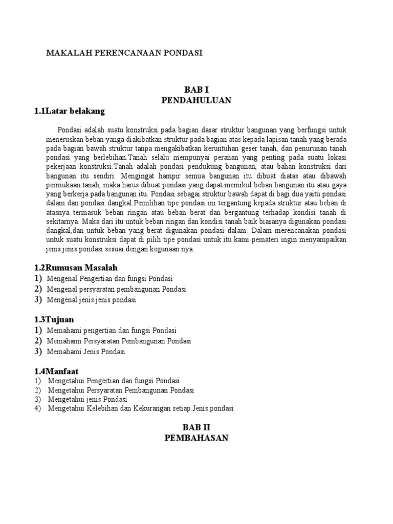 Makalah Perencanaan Pondasi | PDF | Teknologi & Rekayasa
