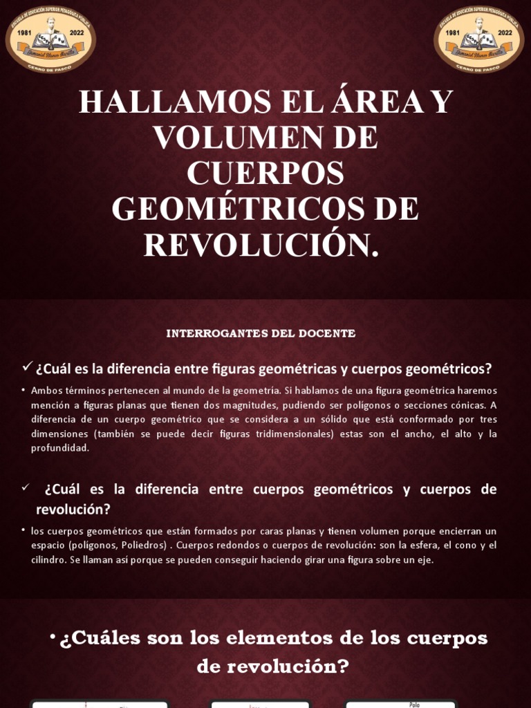 Hallamos El Área y Volumen de Cuerpos Geométricos | PDF