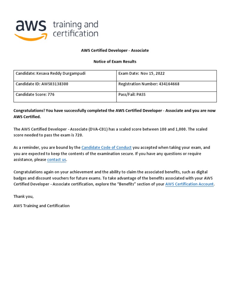 AWS Certified Developer - Associate | PDF | Test (Assessment) | Information