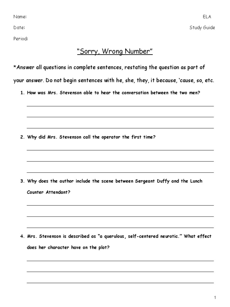 Sorry, Wrong Number | PDF