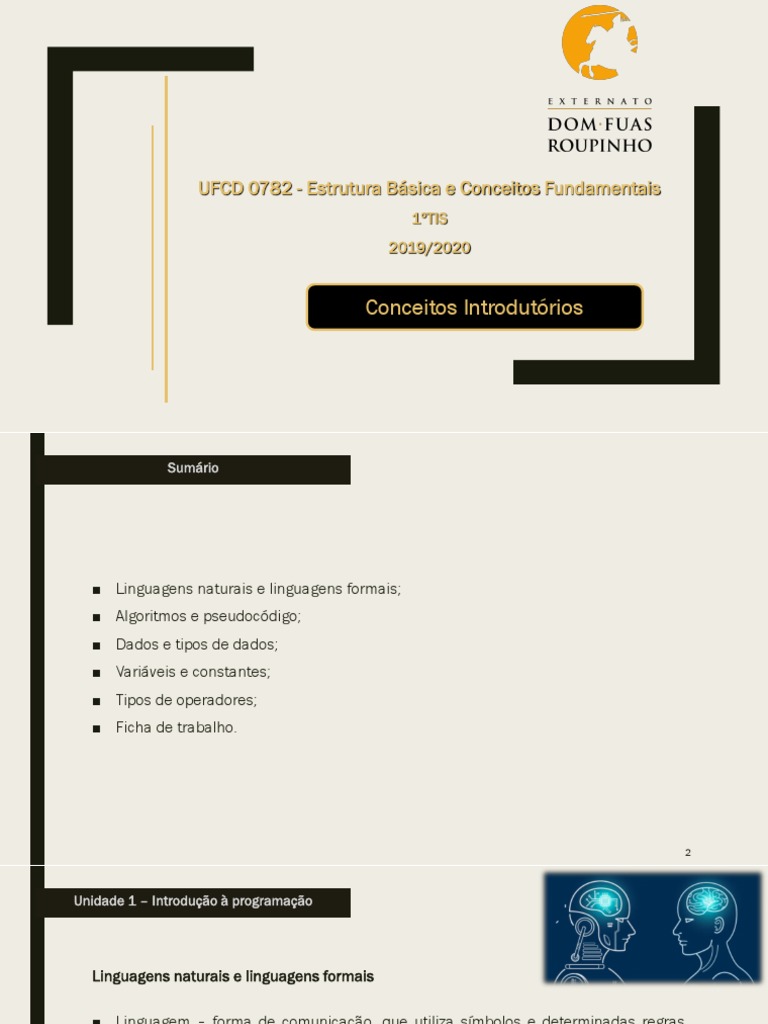 Aulas Ufcd-0782 | PDF | Linguagem de programação | Algoritmos