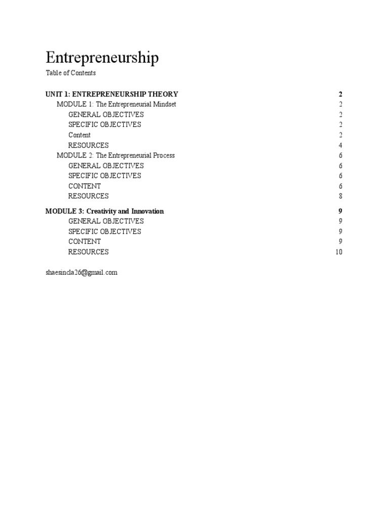 Entrepreneurship Course Outline | Download Free PDF | Entrepreneurship ...