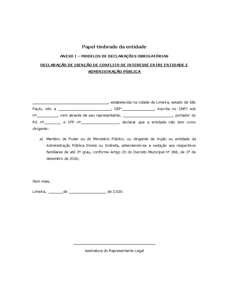 Modelos Das Declaracoes - ANEXO I | PDF | Administração pública ...