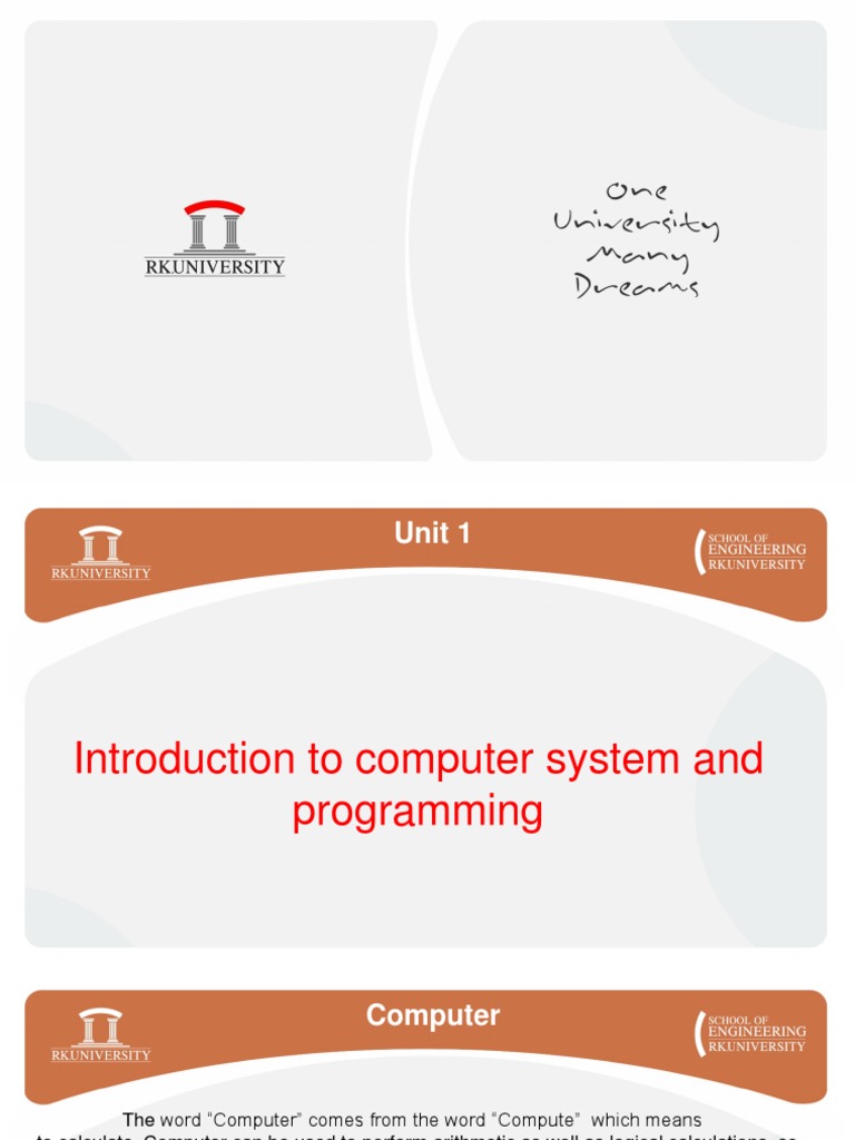 CH-1 Introduction to computer system and Programming | PDF | Software | Input/Output