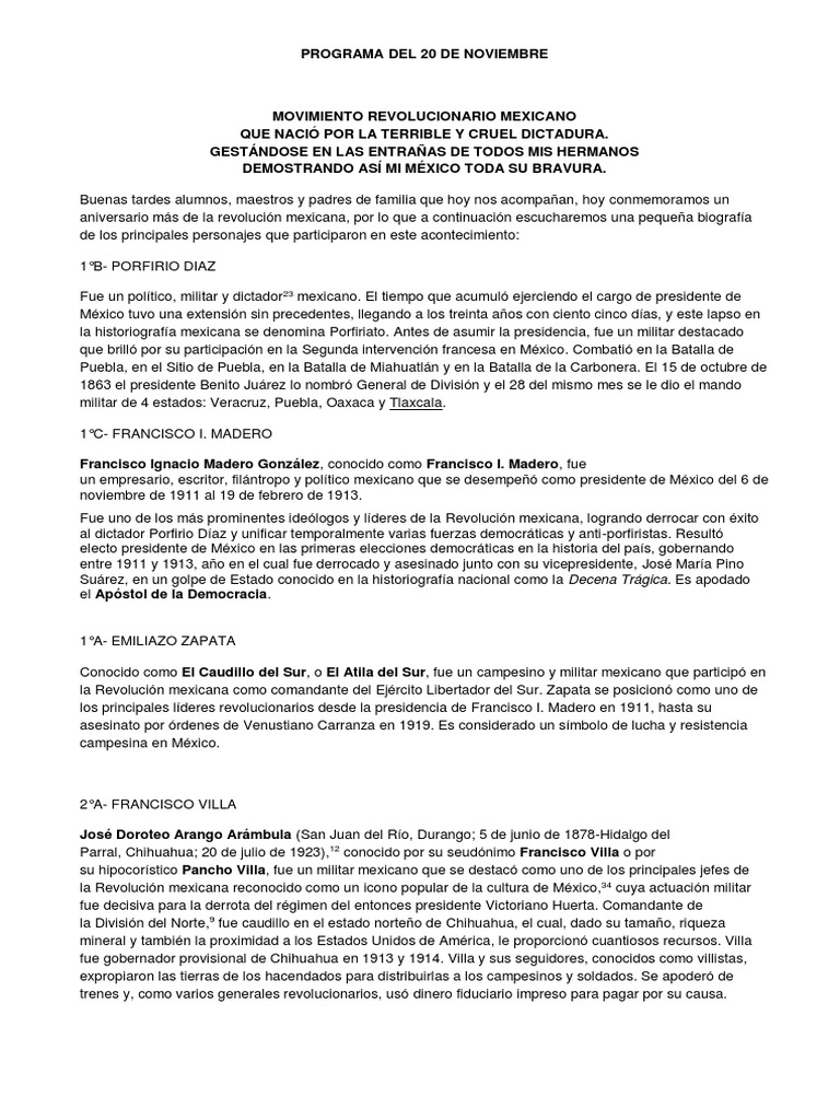 Programa Del 20 de Noviembre | PDF | revolución mejicana | México