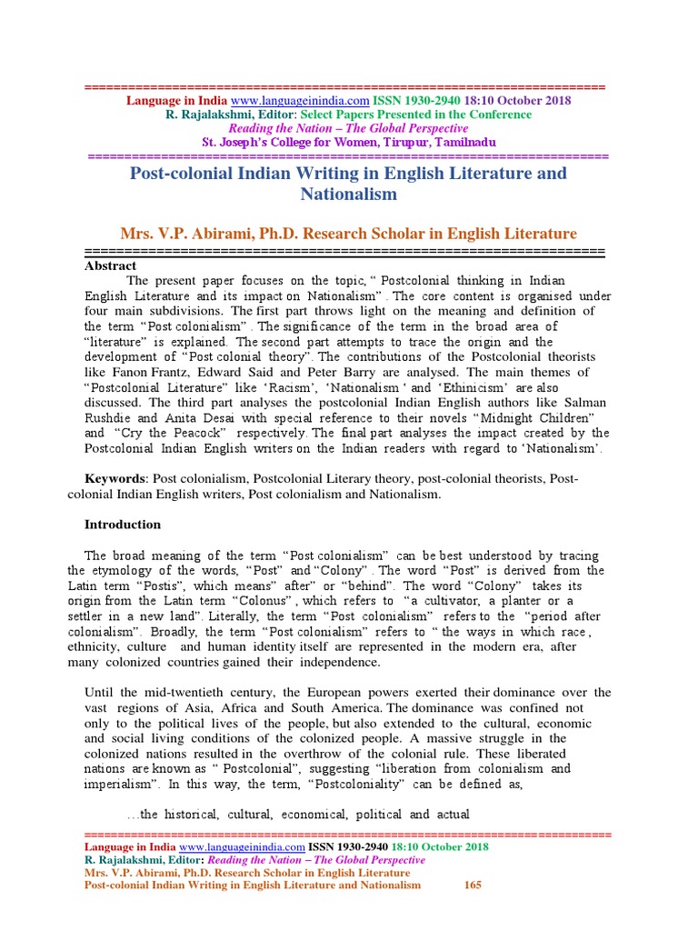 Post-Colonial Literature | PDF | Postcolonialism | Colonialism