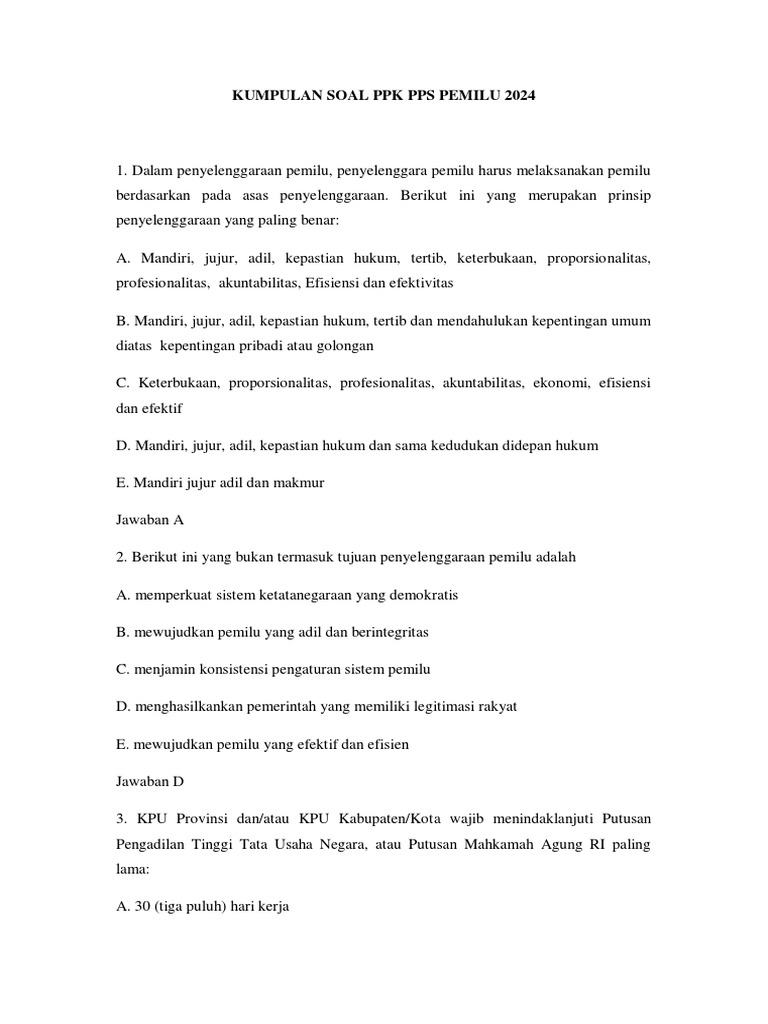 Kumpulan Soal PPK PPS Pemilu 2024 | PDF