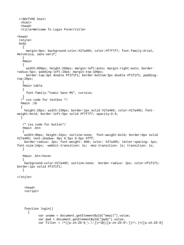 Login page with javascript | PDF | Login | Access Control