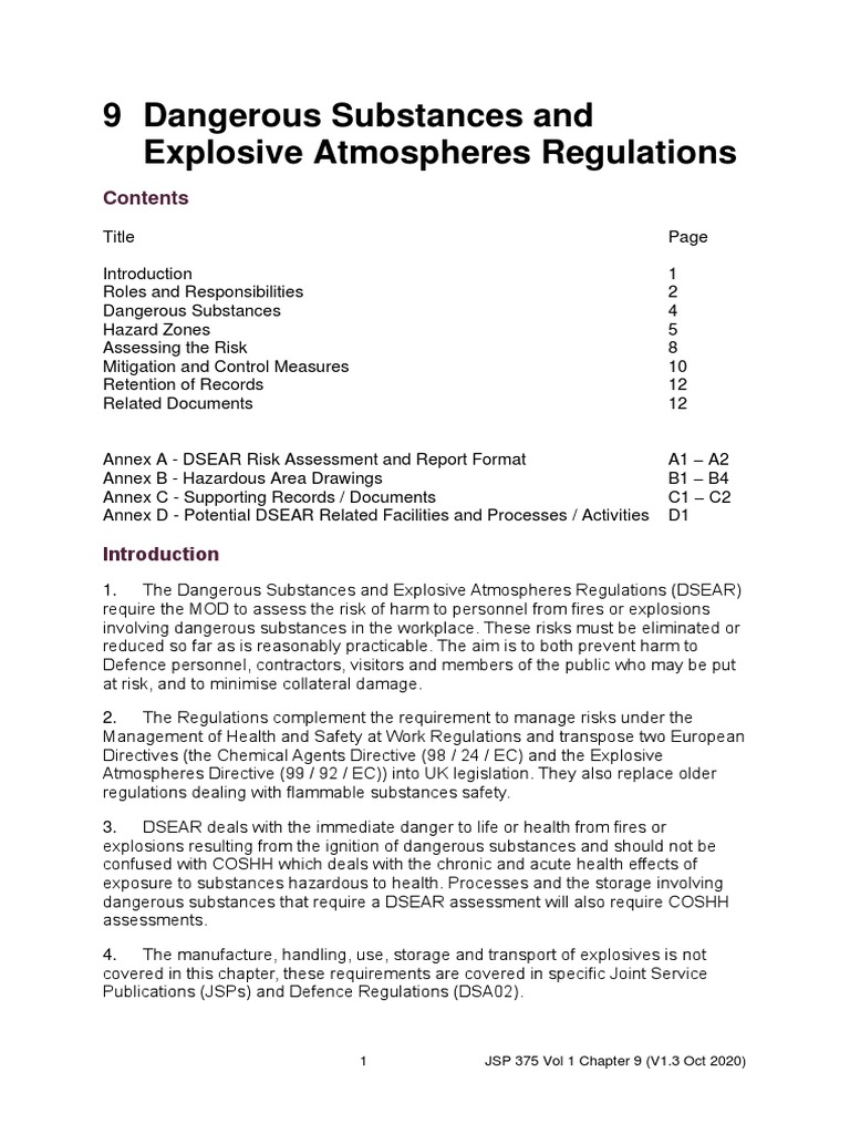 MOD DSEAR Compliance Guide | PDF | Risk Assessment | Occupational ...