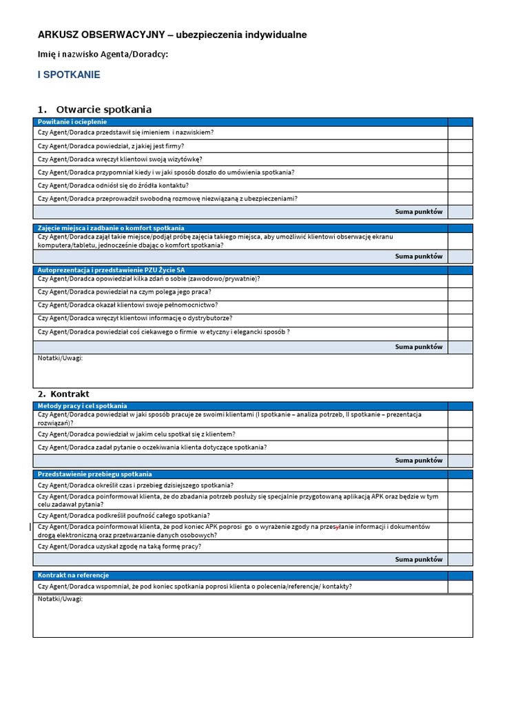 5 SMSI Arkusz Obserwacyjny | PDF