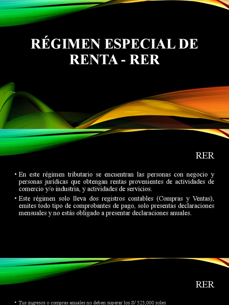 Regimen Especial de Renta RER | PDF | Impuestos | Impuesto sobre la renta