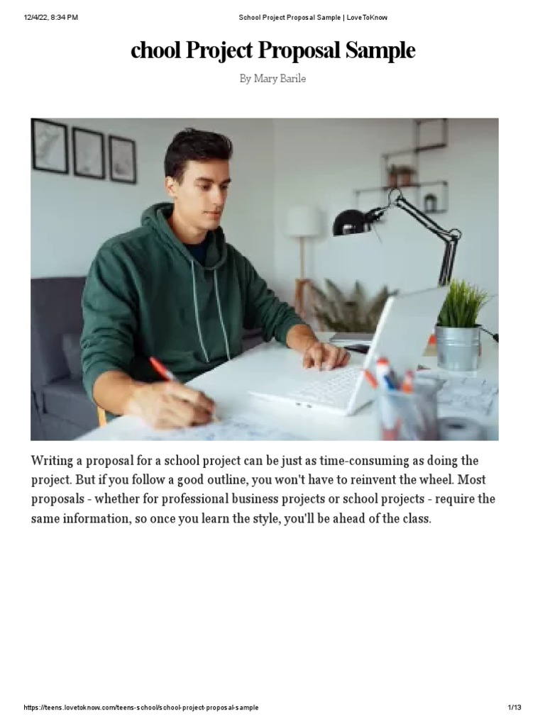 School Project Proposal Sample - LoveToKnow | PDF | Mentorship | Reason