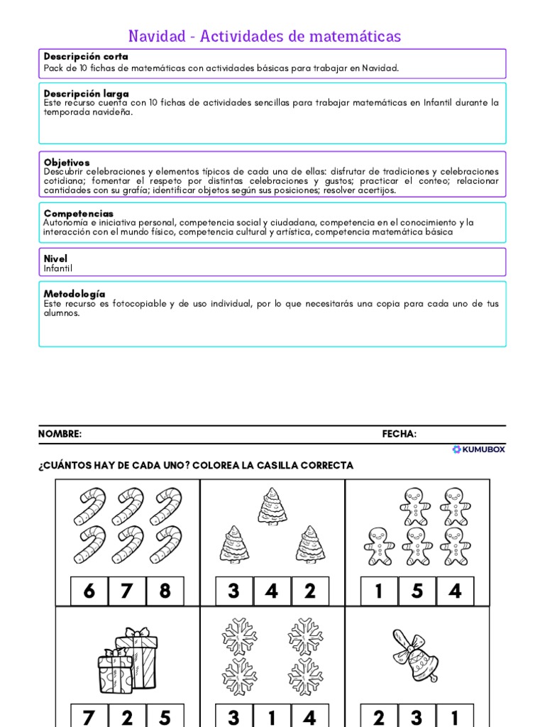 Navidad Actividades de Matematicas Yaxoo1 | PDF