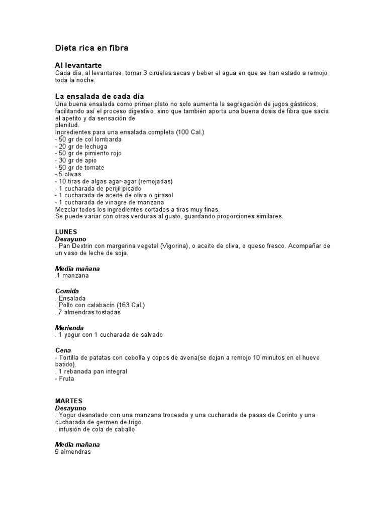 Dieta Rica en Fibra | PDF | Dieta y nutrición | Fibra dietética