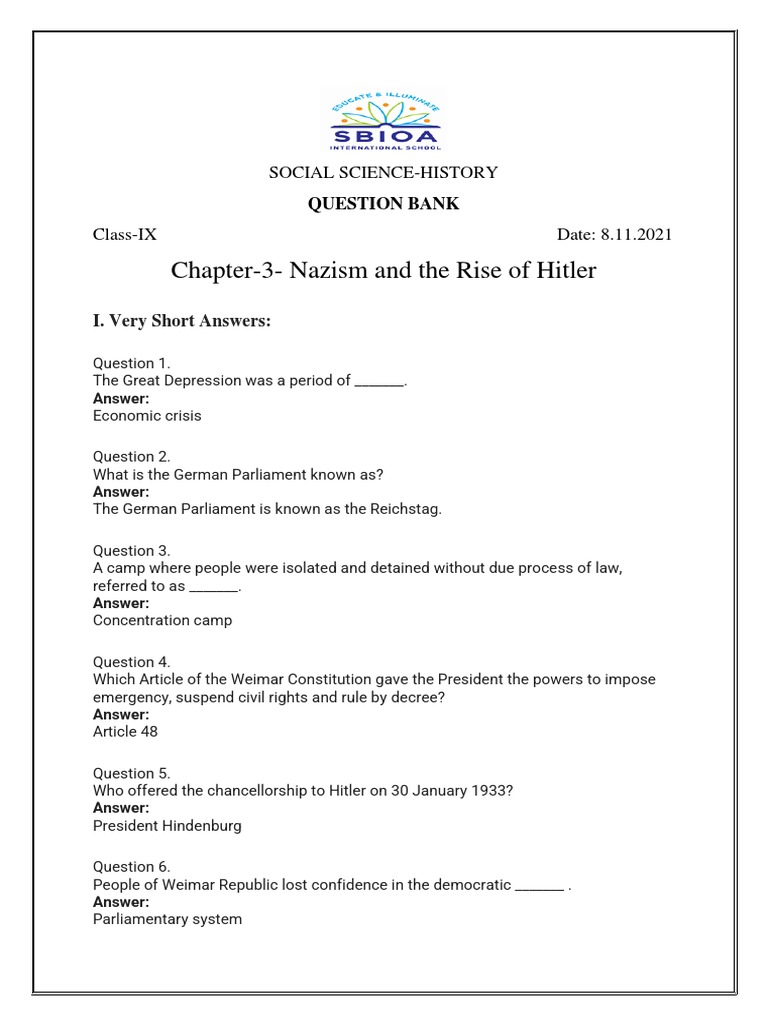Nazi Germany: Rise of Hitler Q&A | PDF | Nazi Germany | Weimar Republic