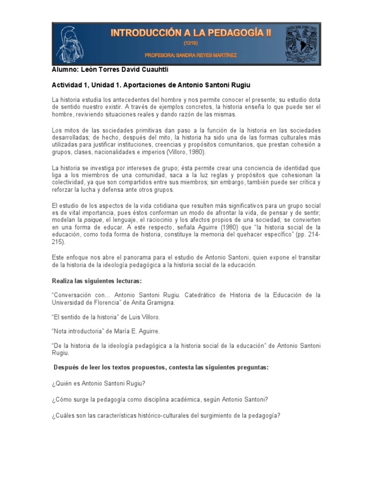 Aportaciones de Antonio Santoni Rugiu | PDF | Sociedad | Pedagogía