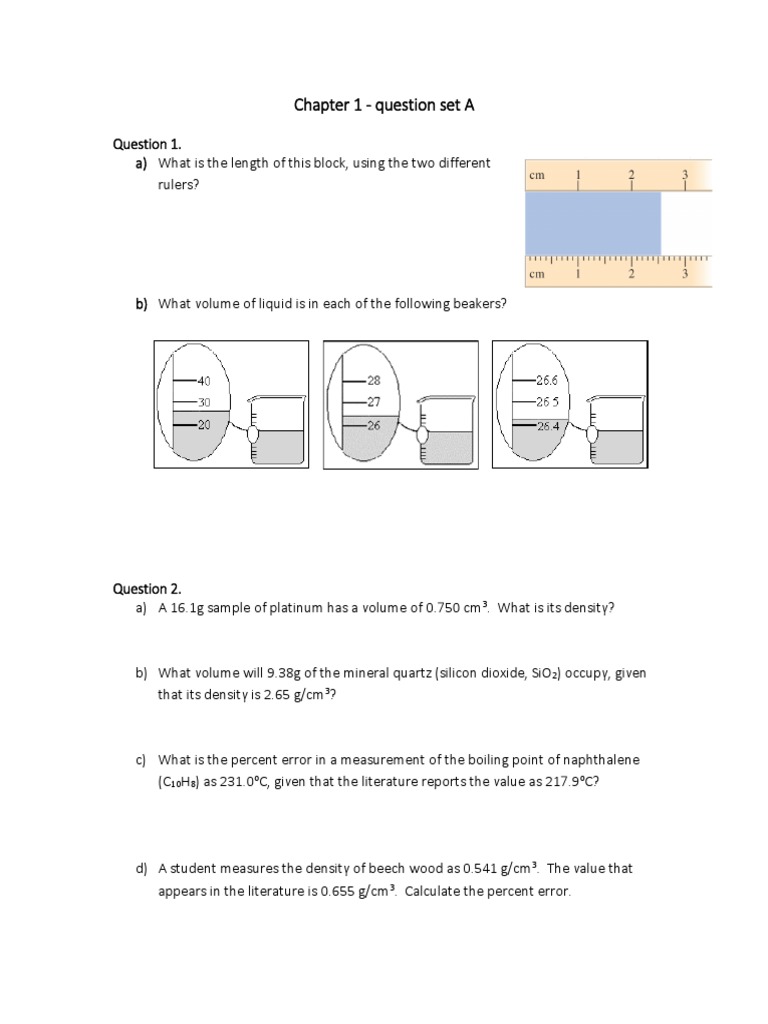 Questions A | PDF | Density | Significant Figures
