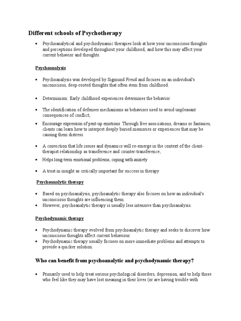 Different Schools of Psychotherapy | PDF | Psychotherapy | Dialectical Behavior Therapy