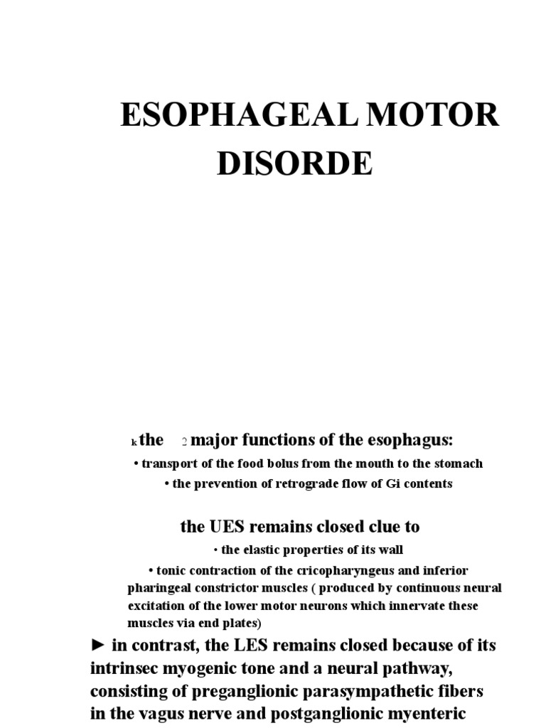 Esophageal Motor Disorde | PDF | Esophagus | Gastroesophageal Reflux ...