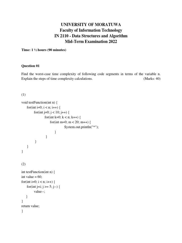 Data Structures and Algorithm - Mid Term | PDF | Computers